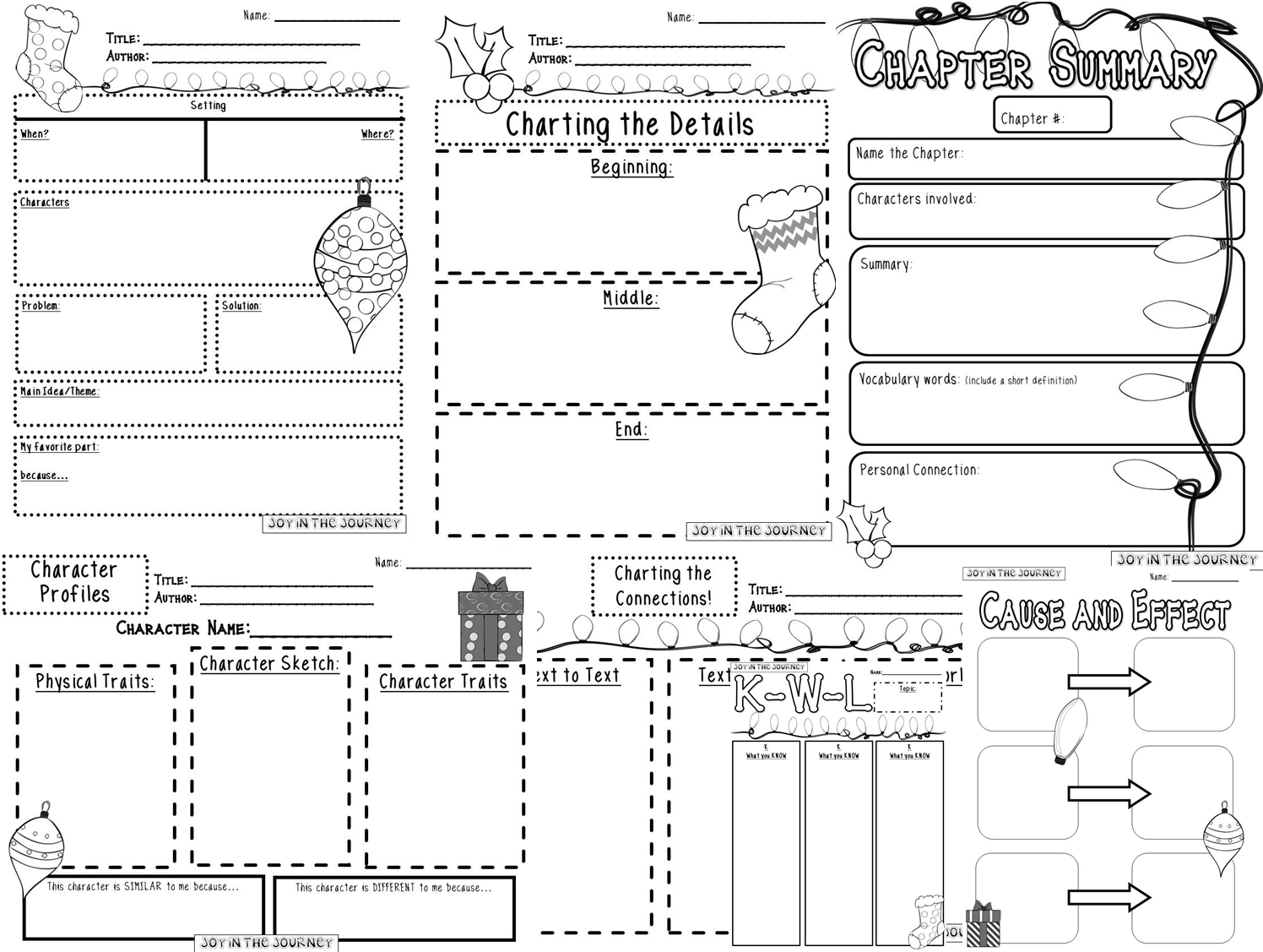 Fifth Grade Freebies: Christmas-themed Graphic Organizers for ANY Book!