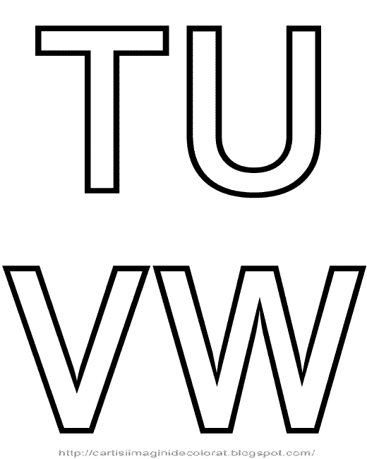 literele alfabetului de colorat simplu ~ Desene Imagini de colorat
