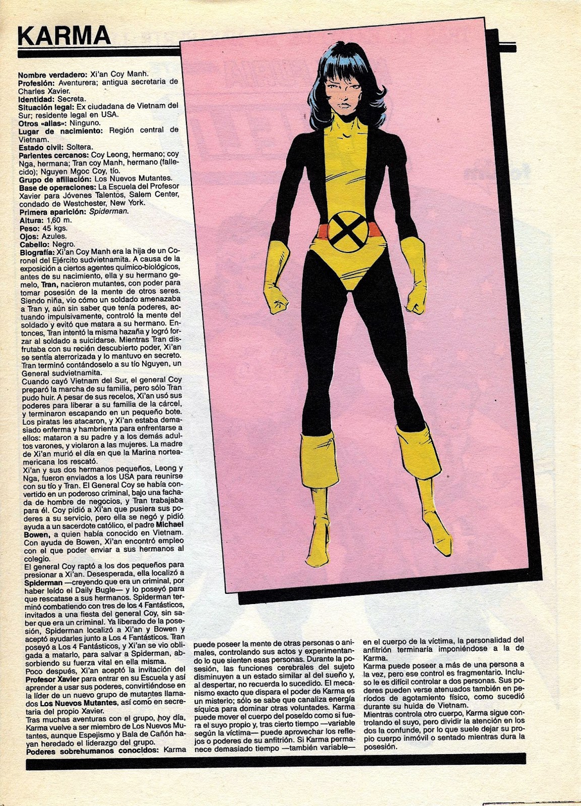 Fichas de Superheroes Marvel y DC: Karma