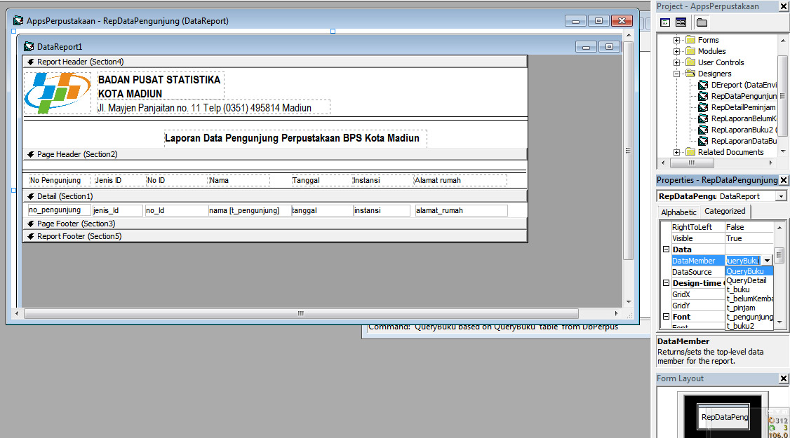 Menghubungkan data report VB6 dengan query database | TUTORIAL KARTIWA