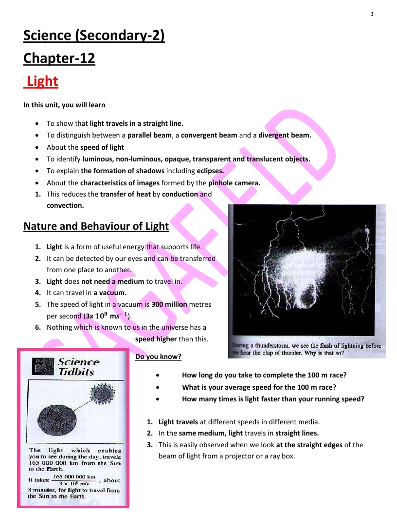 SCIENCE Secondary Two: Science Sec 2 Chapter 12