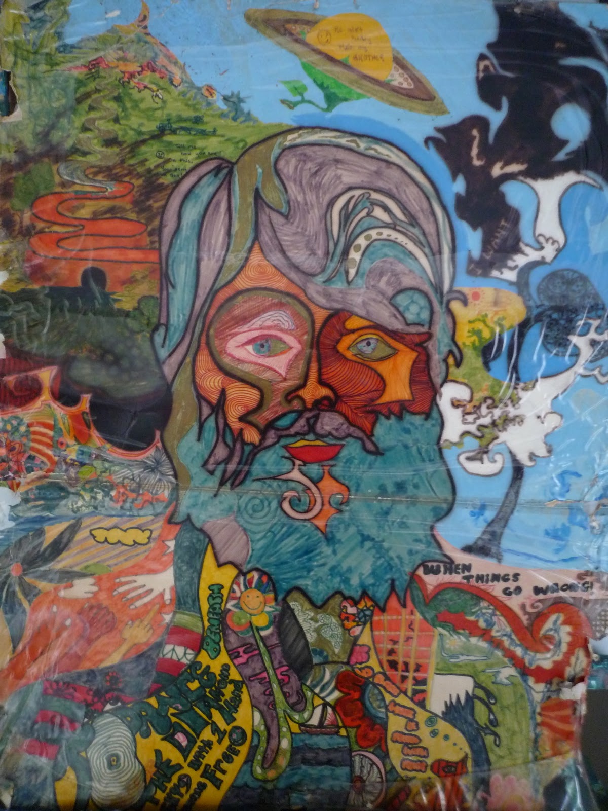 art by michael perchard: "Psychedelic Self Portrait 1969" Mixed Media ...