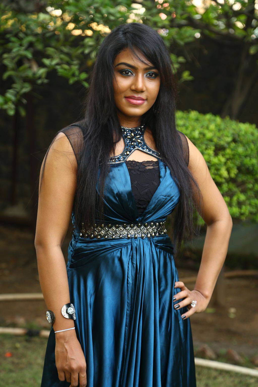 Risha Latest Hot Glamour Blue Dress PhotoShoot Images At Thagaval Movie ...