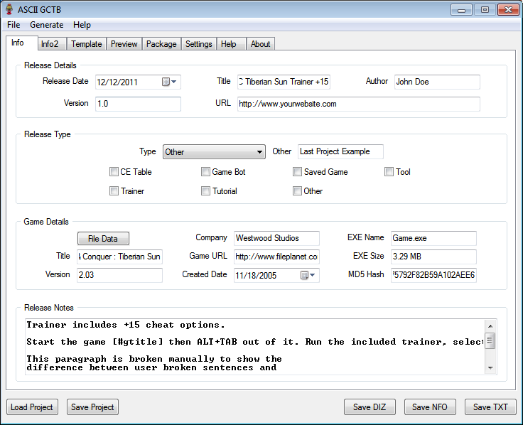 t2Eservo: ASCII GCTB - Game Cheat Text Builder v1.10 Software Release