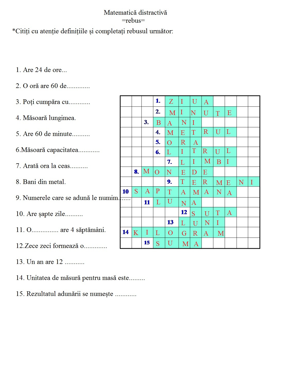 Lumea lui Scolarel...: Matematica: REBUS