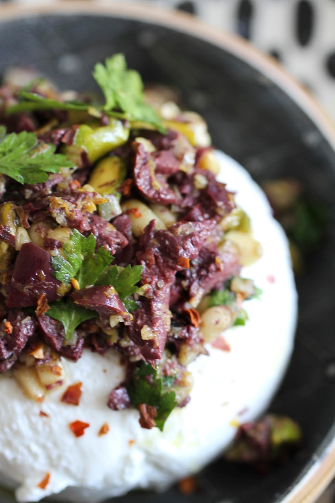 Labneh with Olives, Pistachios and Oregano - Ever Open Sauce