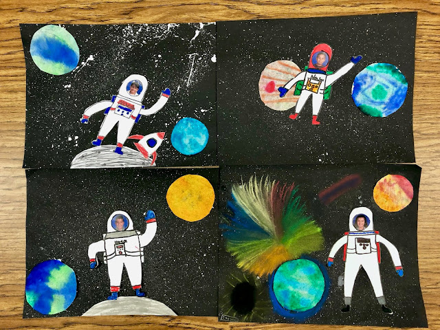 Kathy's Art Project Ideas: Galaxy Unit Astronaut in Space Mixed Media ...