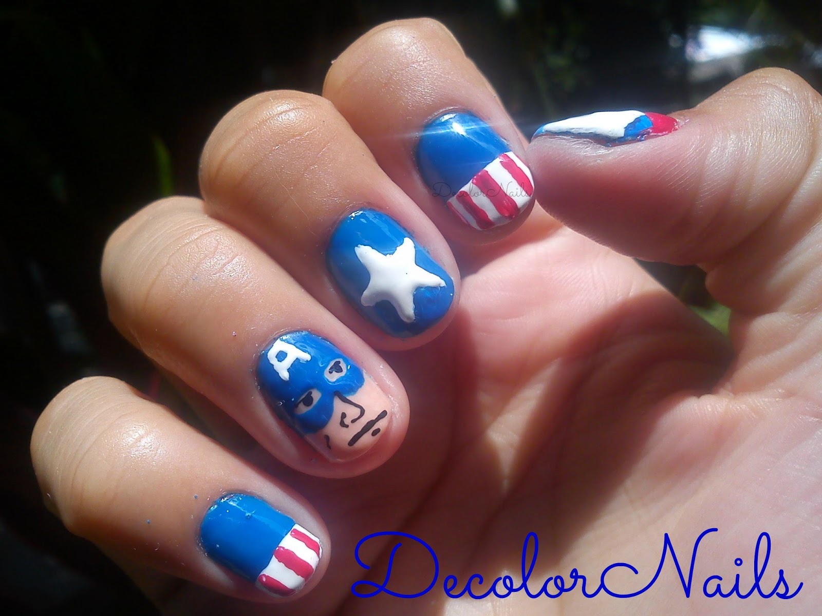 Decolornails : #Reto Villanos y Superhéroes/ Capitán América
