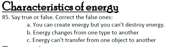 Natural Science 5 grade: 2. ENERGY: Characteristics of energy