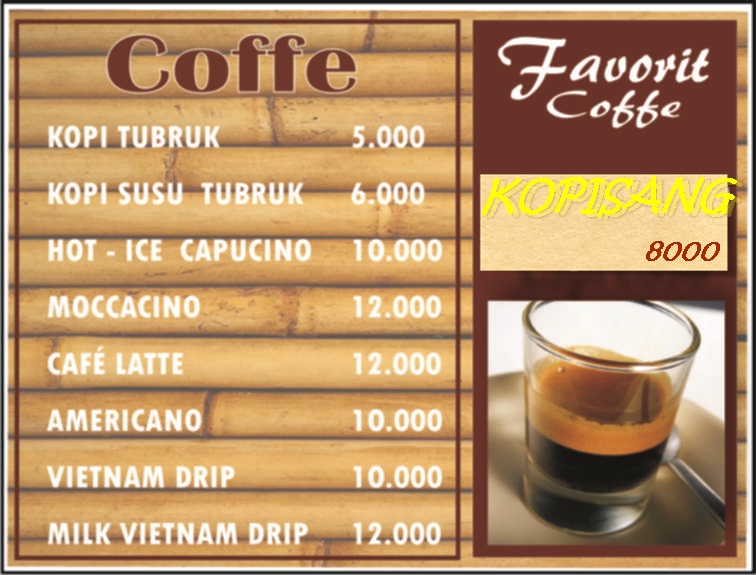 Daftar menu kopi | kopisang ku suka
