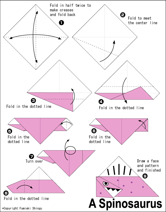 Spinosaurus - Easy Origami instructions For Kids