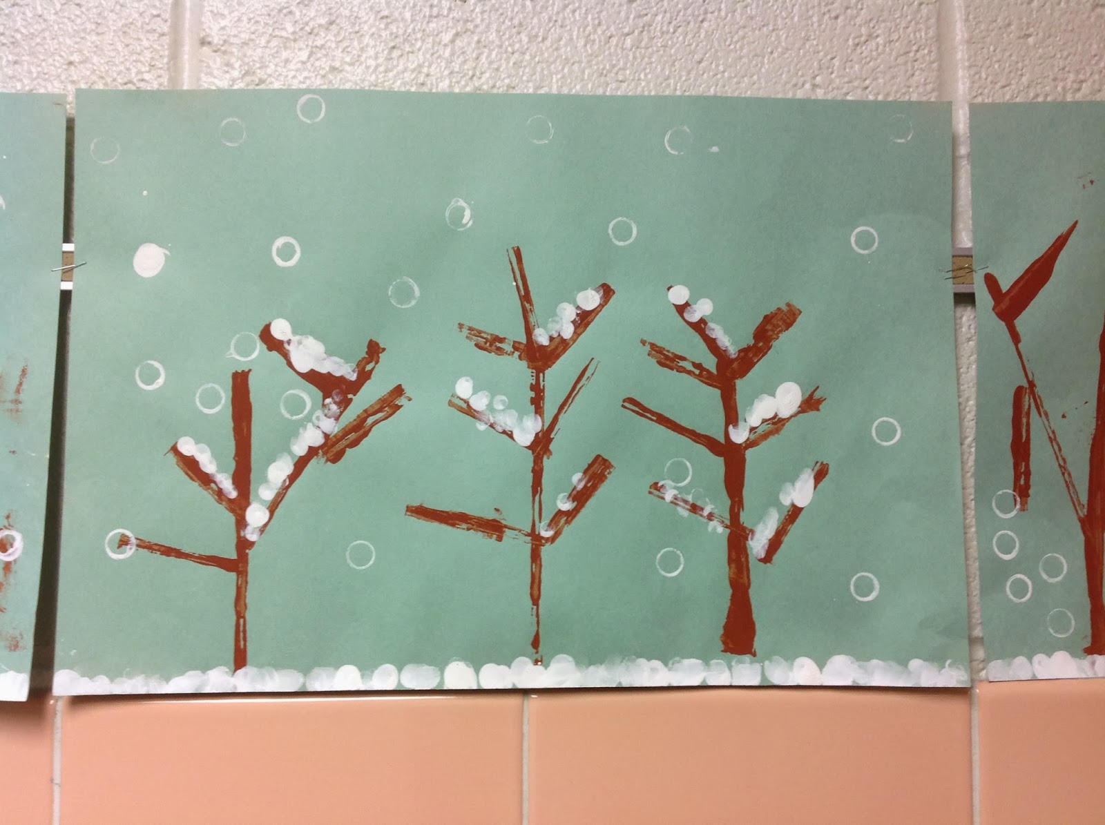 The Artsy Fartsy Art Room: K & 1 Printed Snowy Trees