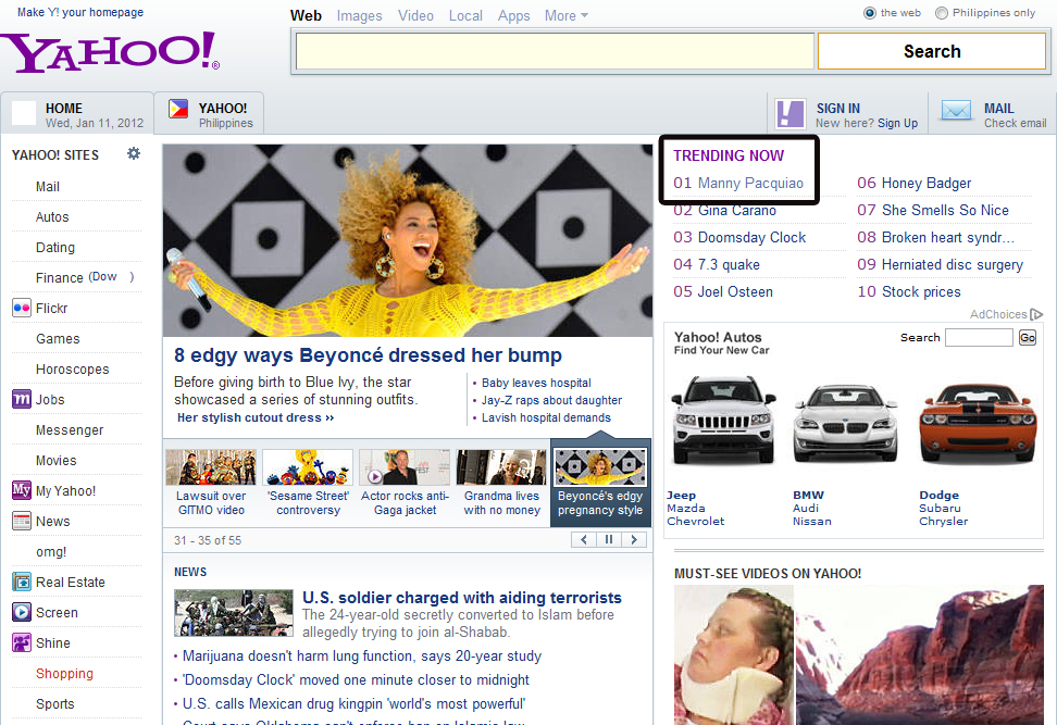 Ngampleng: Manny Pacquiao Tops on Yahoo! Trending Now
