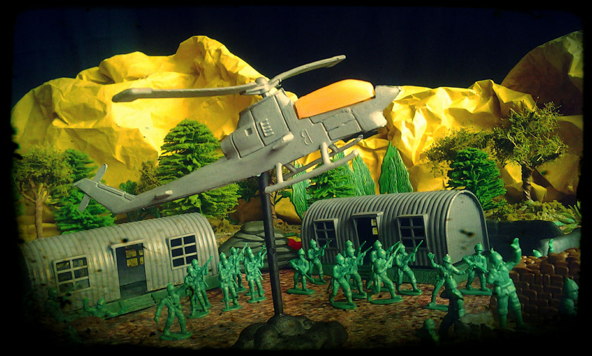 HO scale Military Camp and Helicopter Base
