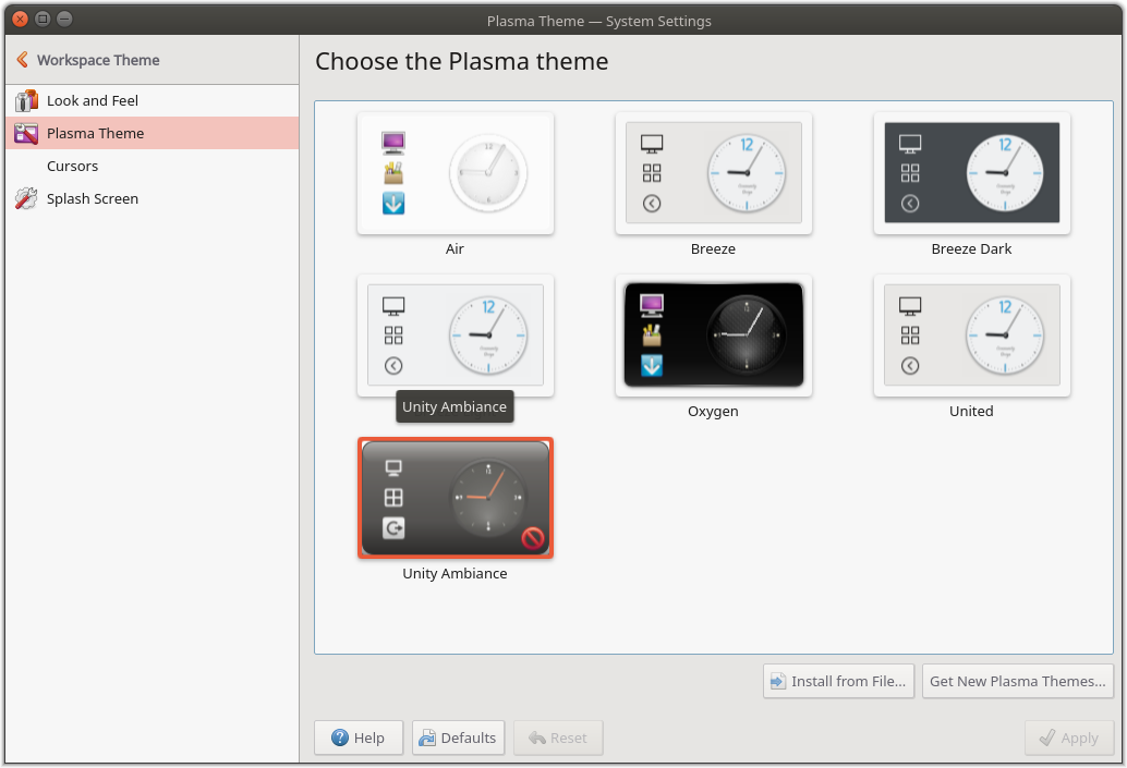 KDE Plasma Desktop + Unity Layout + Ubuntu Ambiance Theme