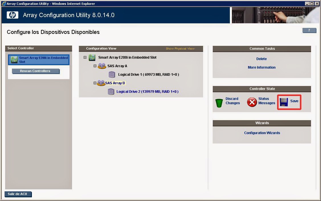 Pantallazos.es: Agregar un nuevo array de discos con ACU (Array ...