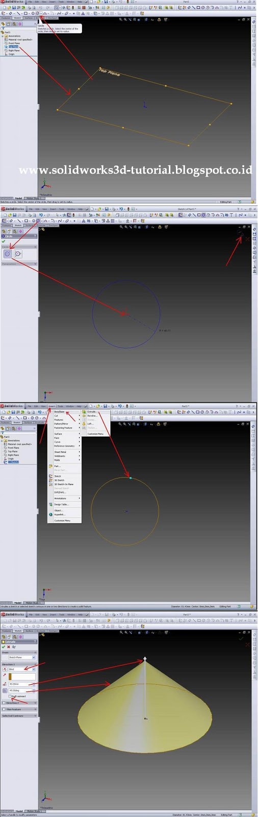 SOLIDWORKS DESIGN TUTORIAL: Create a tapered shape Solidworks Blind