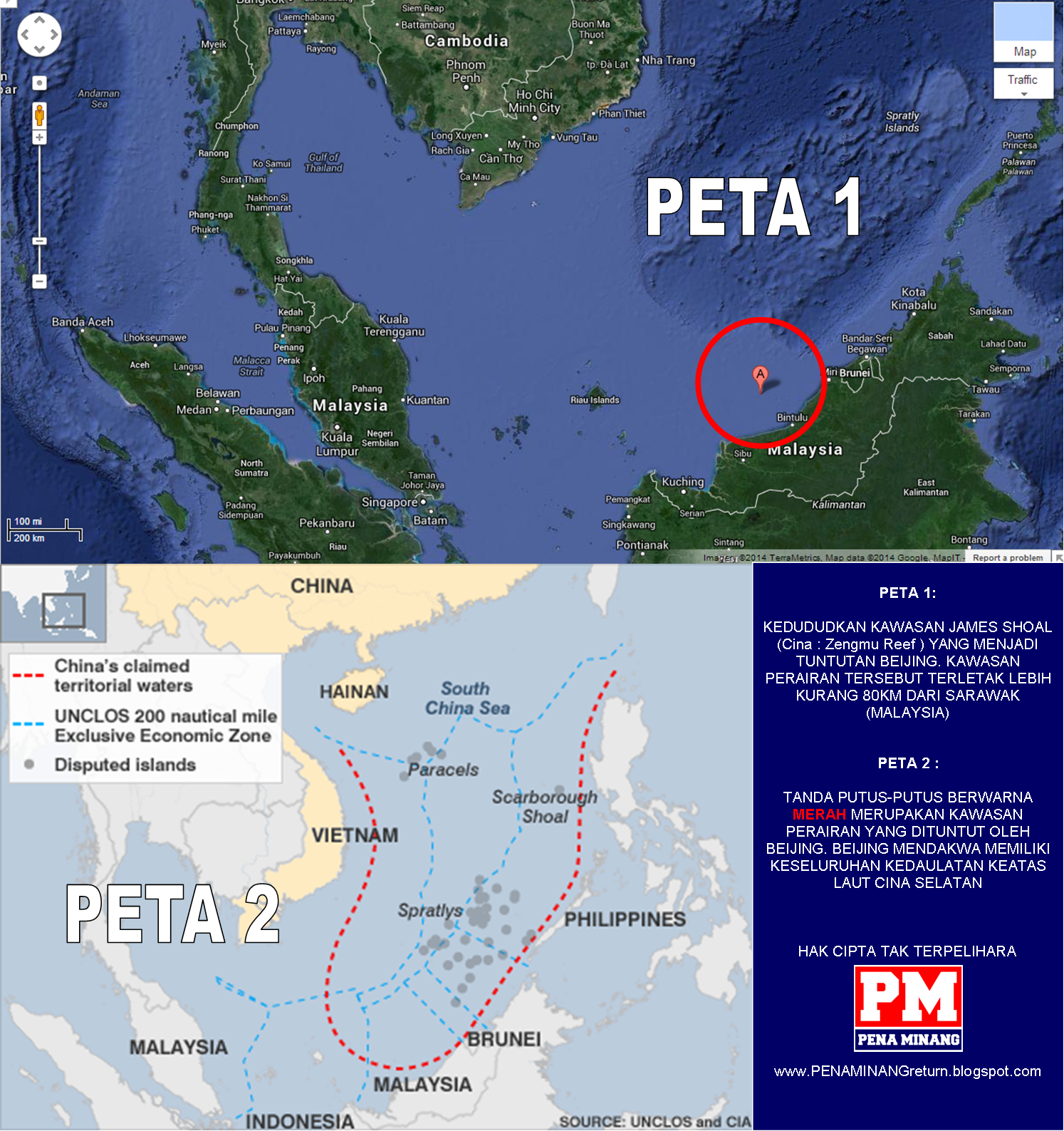 CHINA HANTAR 3 ARMADA PERANG BERHAMPIRAN JAMES SHOAL : KAWASAN ...