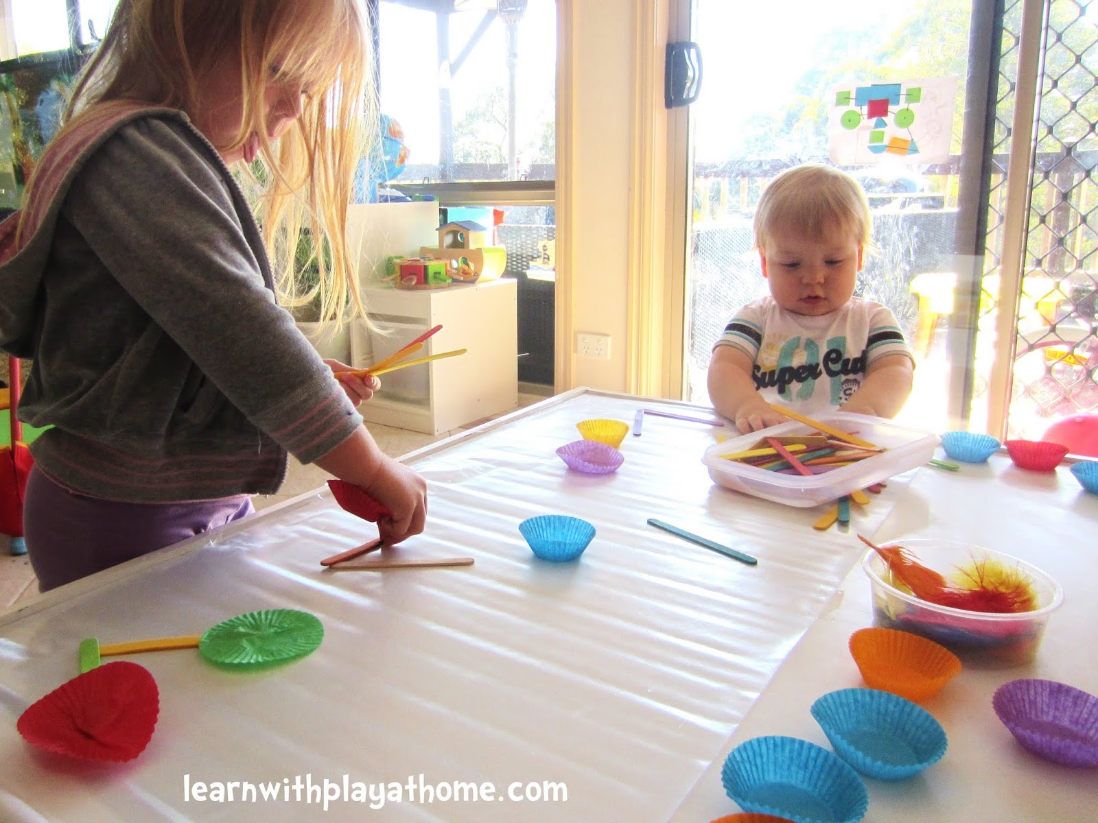 Learn with Play at Home: Sticky Table Garden. Contact Paper Activity ...