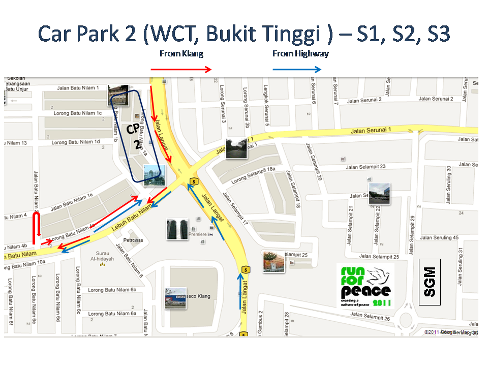 Parking Area and Route Map ~ SGM Run For Peace 2011