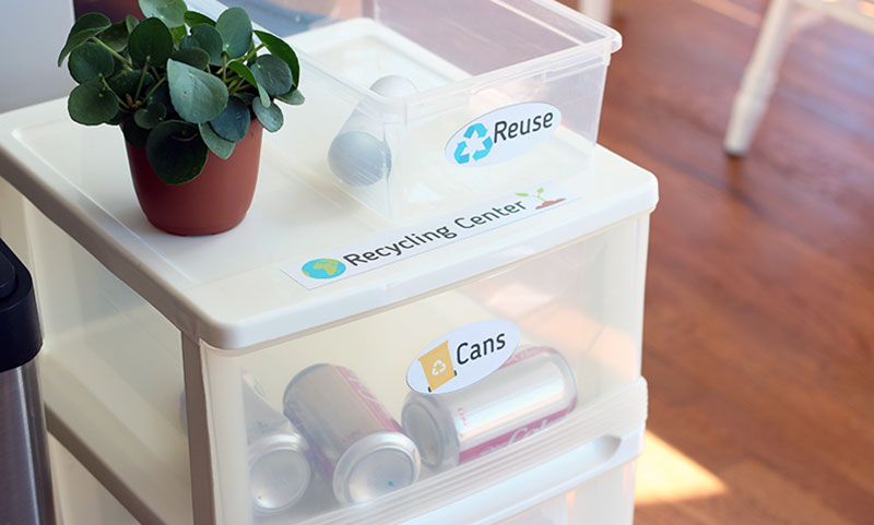 Easy DIY Recycling Bins with FREE Printable Labels | Sunny Day Family