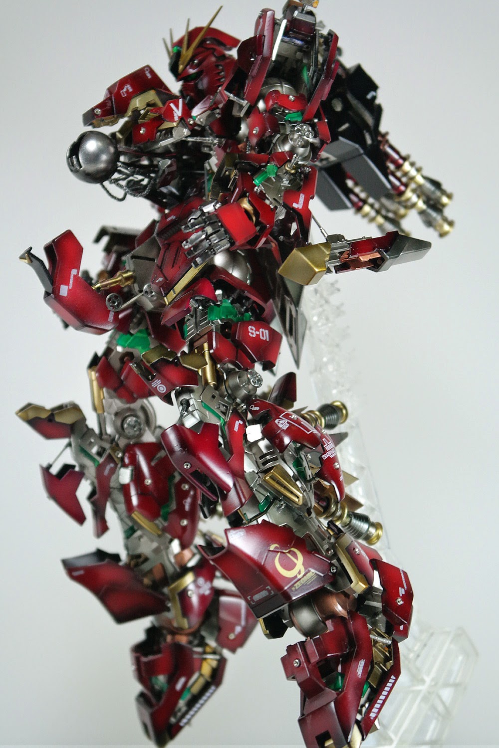 GUNDAM GUY: MG 1/100 Nu Gundam 'Neo Zeon Colors' Open Hatch - Custom Build