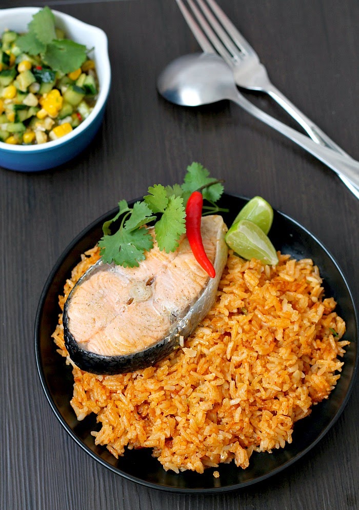 Thai coconut curry rice with salmon