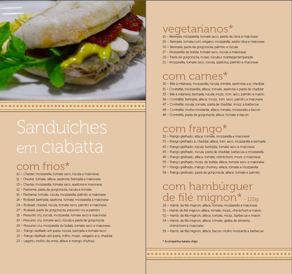 Café Com Tango: Cardápio