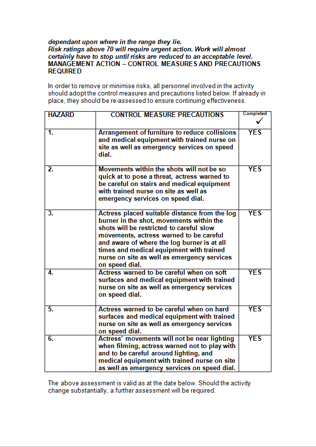 J Carolan's A2 Media Blog: Pre-Production - Risk Assessment Sheet
