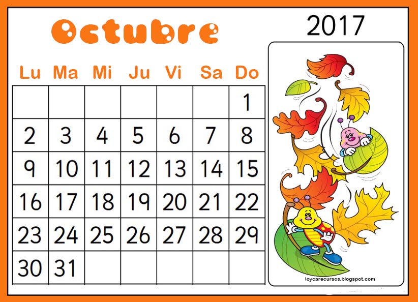 RECURSOS DE EDUCACIÓN INFANTIL: CALENDARIO MES DE OCTUBRE