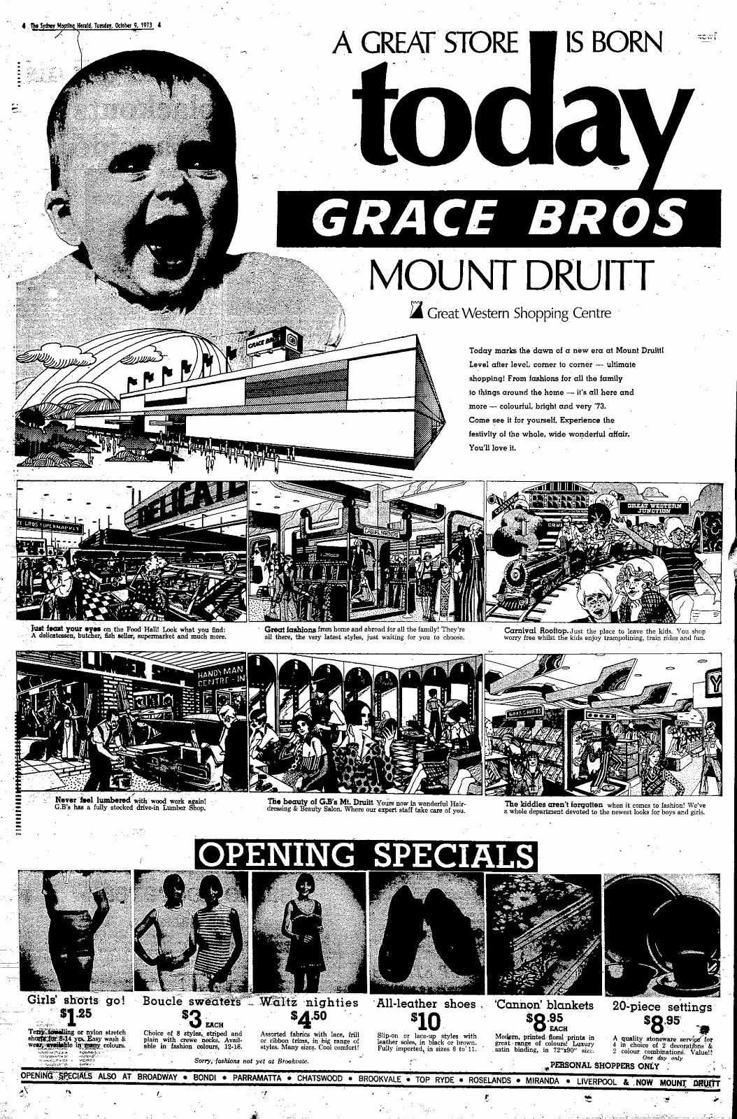 Fab Sydney Flashbacks: 1973: Mt Druitt Grace Bros Opening Advert