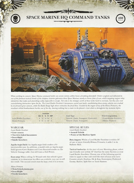 Potrus Maximus: DATASHEET SPACE MARINE HQ COMMAND TANKS