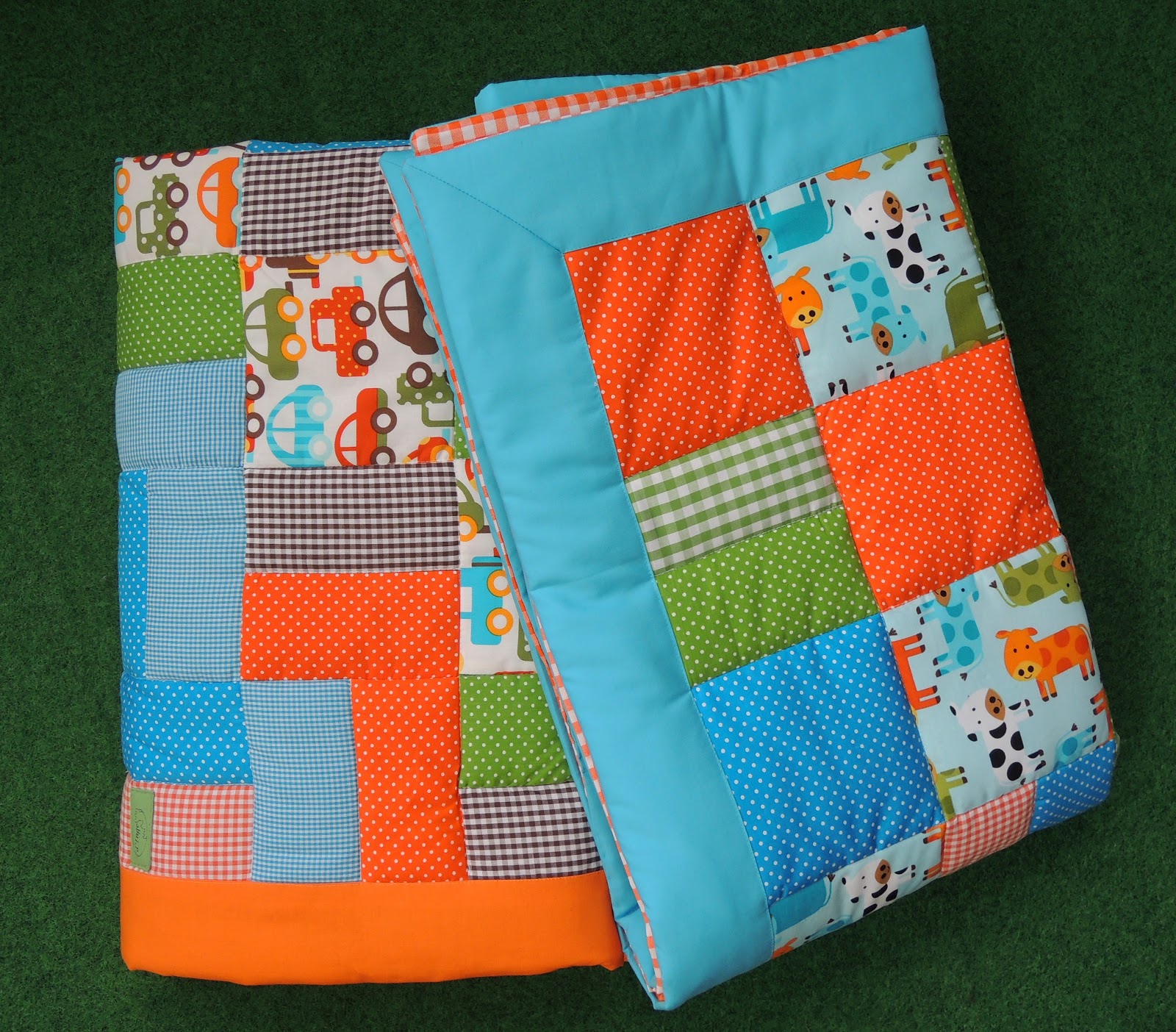 d'Inge: Patchwork-Babydecke Tobias (Bauernhof)