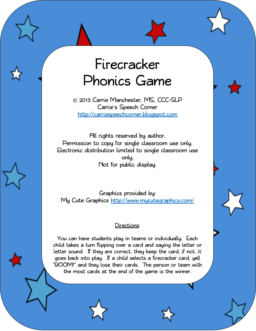 Carrie's Speech Corner: July 4th Inspired