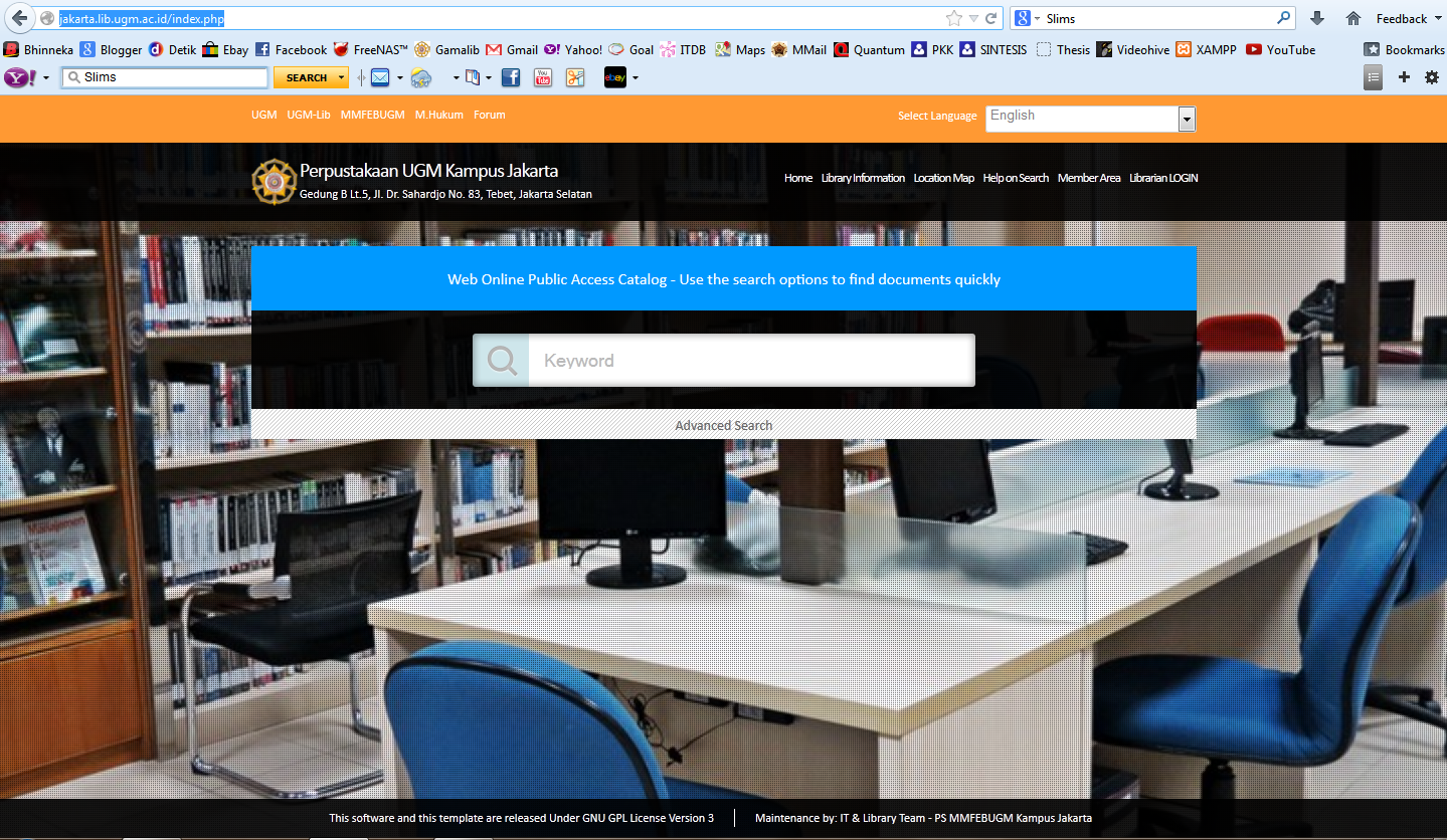 Perpustakaan UGM Kampus Jakarta berbasis Slims