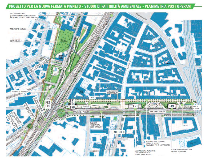 Roma Nove: Pigneto: Metro C, FR1, Tram, rotonde e passerelle