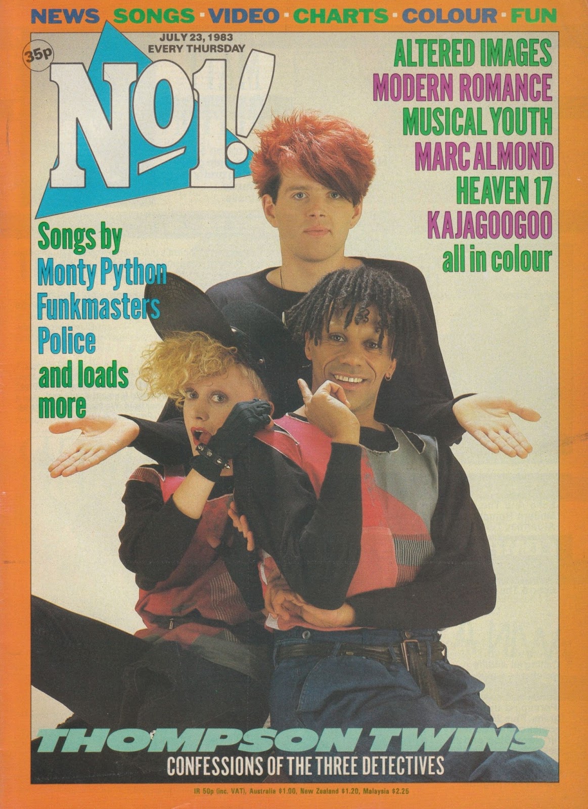 Top Of The Pop Culture 80s: Thompson Twins Number One Magazine 1983