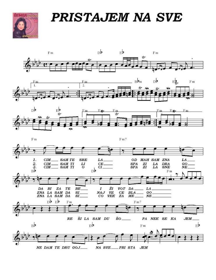 NOTE | DOMACE I STRANE: PRISTAJEM NA SVE NOTE AKORDI TEKST