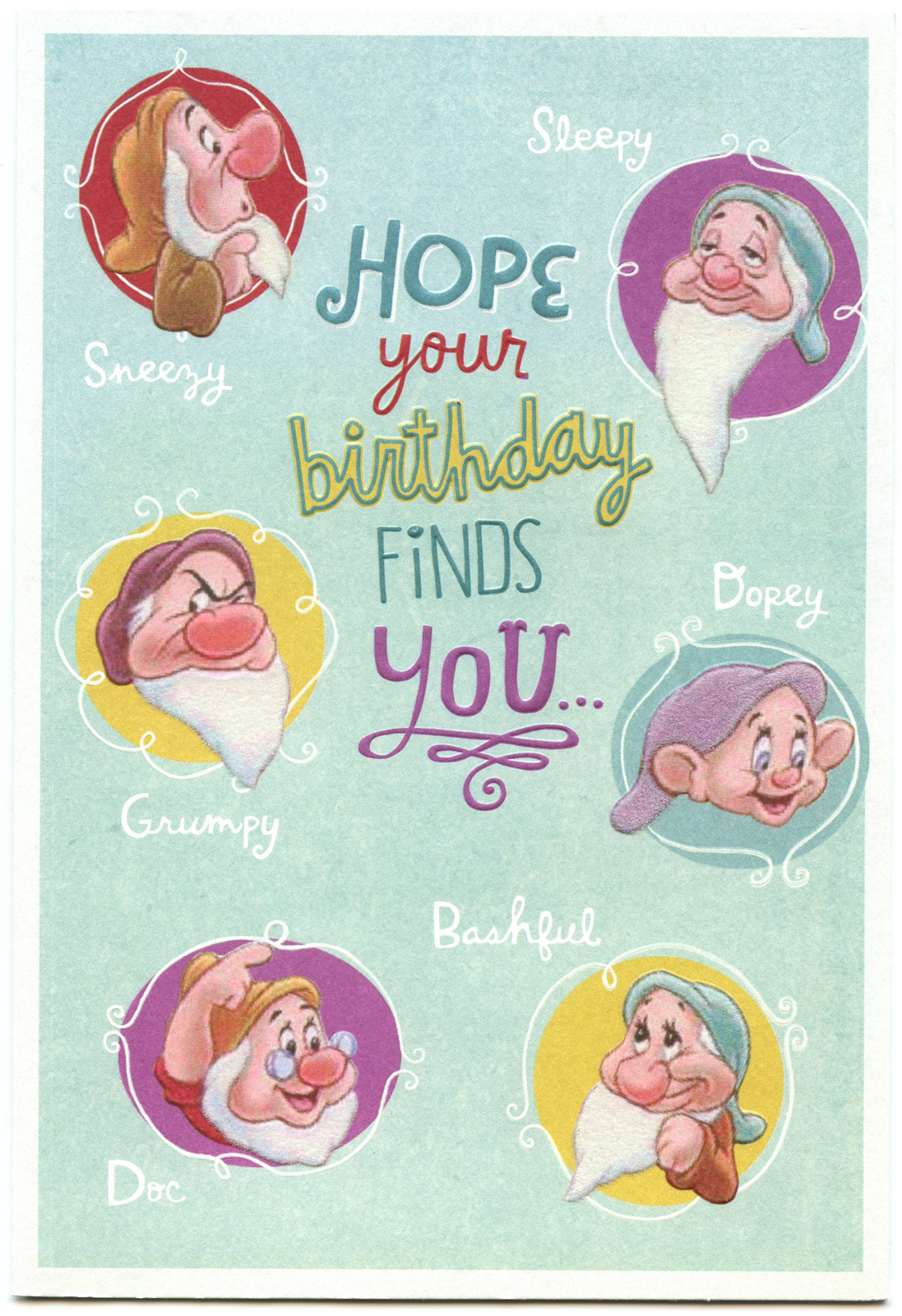 Filmic Light - Snow White Archive: 2012 Seven Dwarfs "Happy" Birthday Card