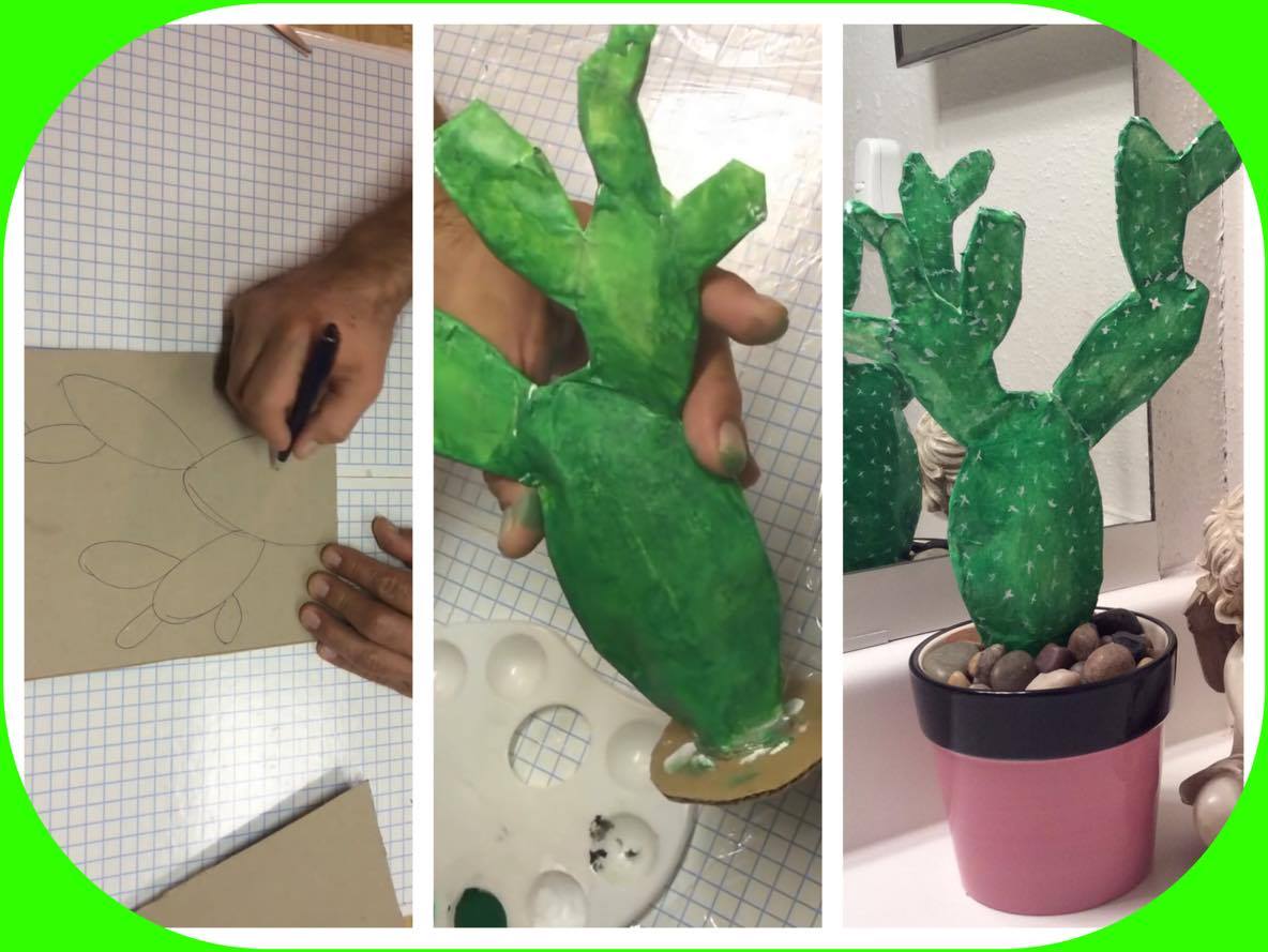 Realizando manualidades: cactus de carton