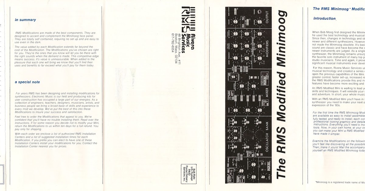 Retro Synth Ads: Rivera Music Services (RMS) "The RMS Modified Minimoog ...