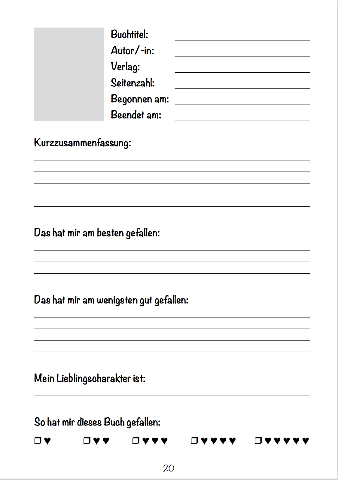 Buchempfehlung: Mein Lesetagebuch | Schreiben und Lesen mit Tintenhexe