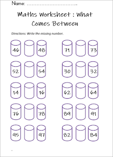Maths Worksheet : What Comes Between
