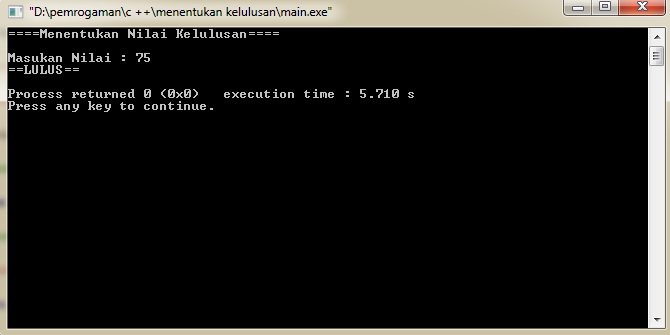 CODEBLOCKS : contoh code c++ untuk membuat program menentukan kelulusan