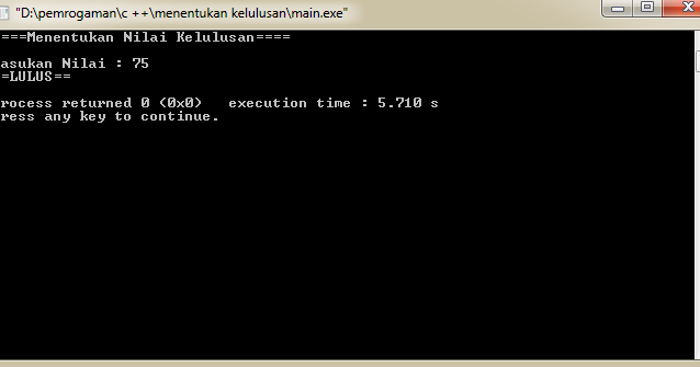 CODEBLOCKS : contoh code c++ untuk membuat program menentukan kelulusan