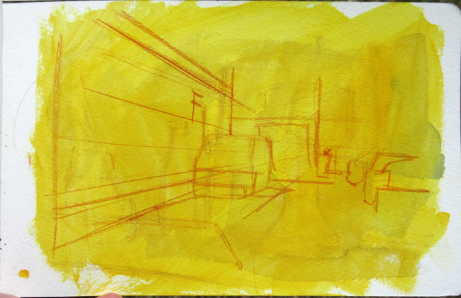Gurney Journey: Nearly-Notan Gouache with Yellow Underpainting