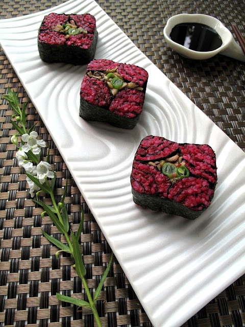 Foodiva's Kitchen: 5-Star Makeover: Beetroot Shikai Maki with Shiitake ...