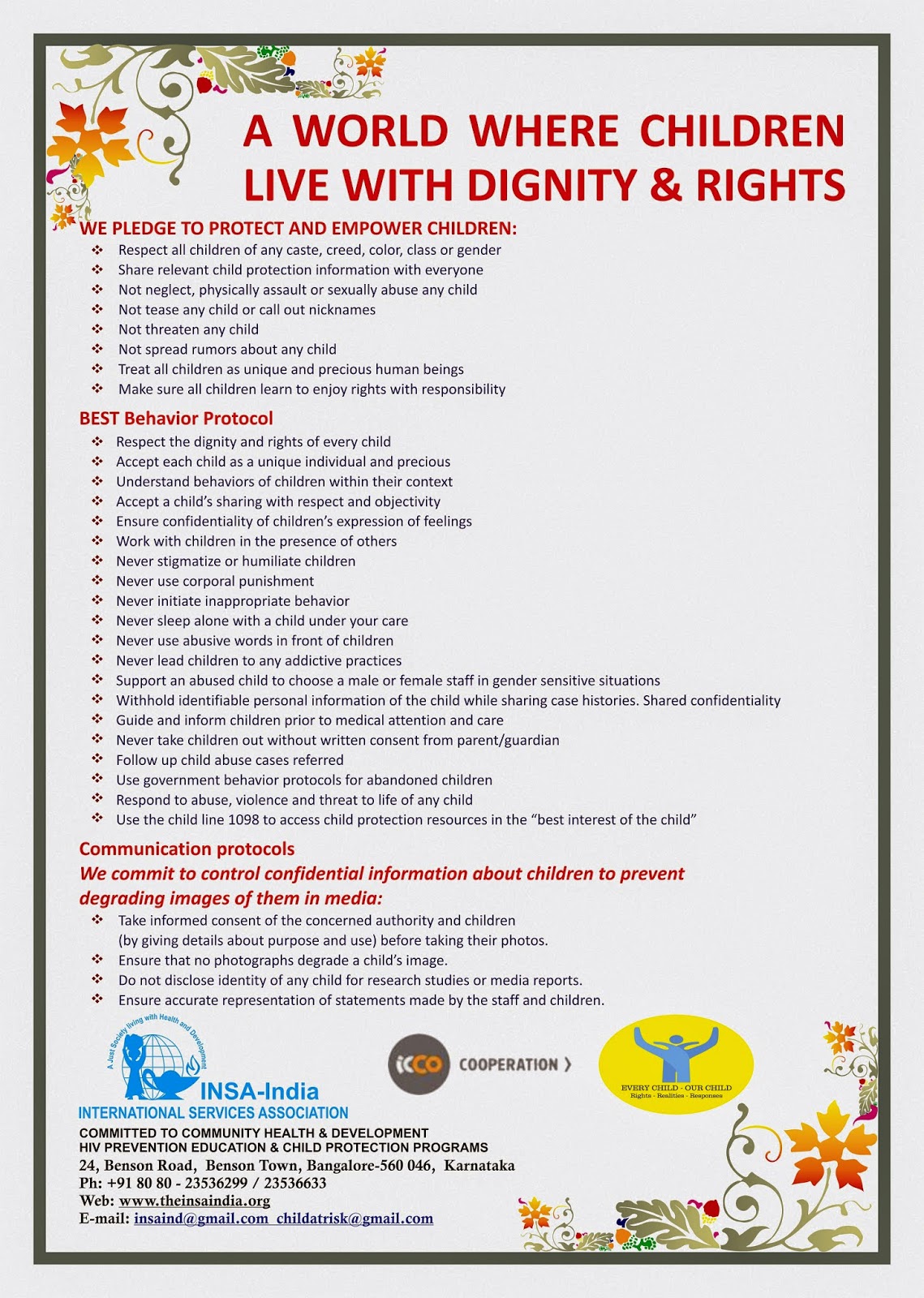 EVERY CHILD - OUR CHILD: Child Protection- Organizational PLedge, Good ...