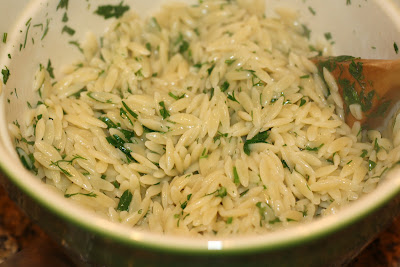 what's for dinner?: roasted salmon and vegetables with herbed orzo ...