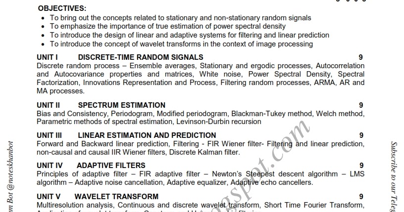 EC6002 Advanced Digital Signal Processing -Syllabus-Semester VI-ECE-BE ...